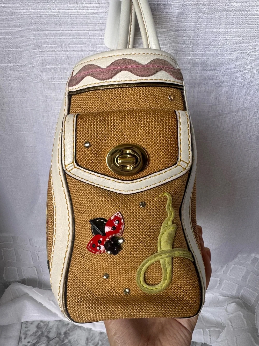 Coach | Bags | Coach Vintage 4439 Trim Canvas Satchel With Leaf And ...